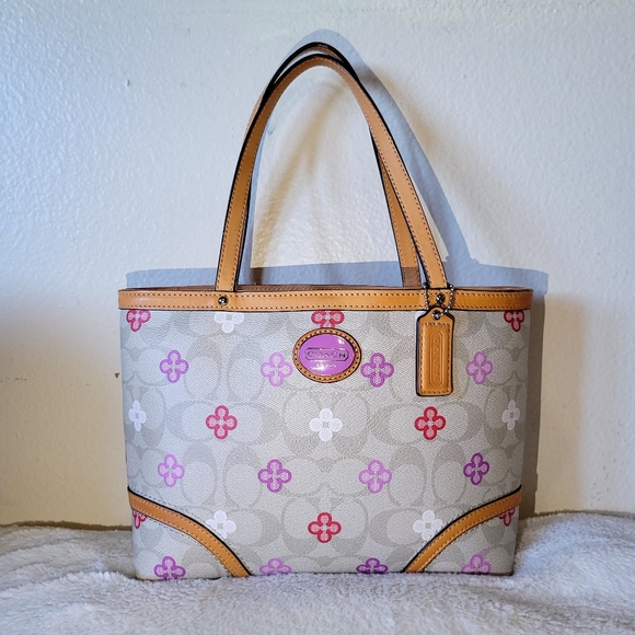 Coach | Bags | Rare Coach Multi Colored With Leather Trim Bag | Poshmark